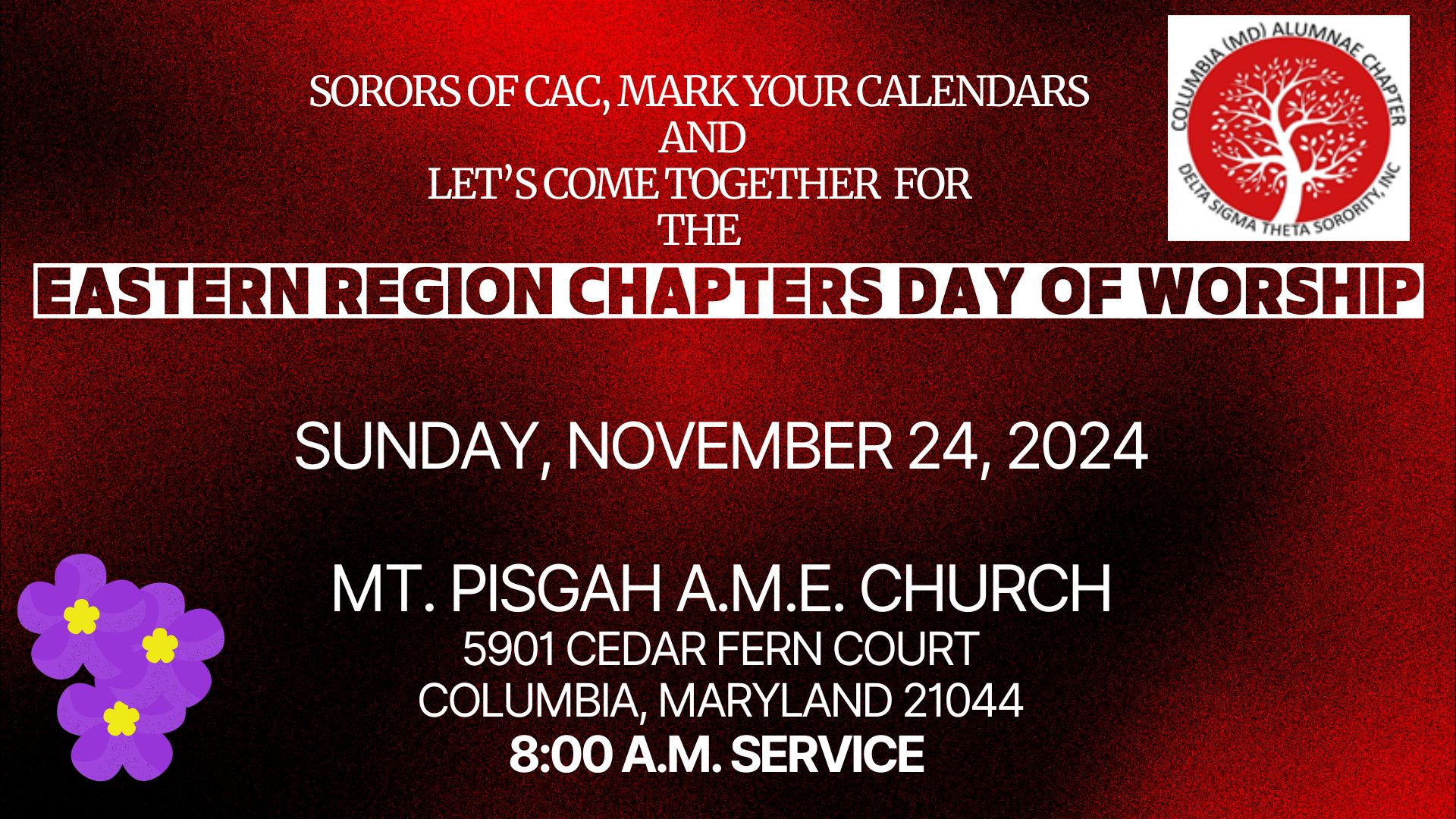 Eastern Region Chapters Day of Worship - Columbia (MD) Alumnae Chapter ...