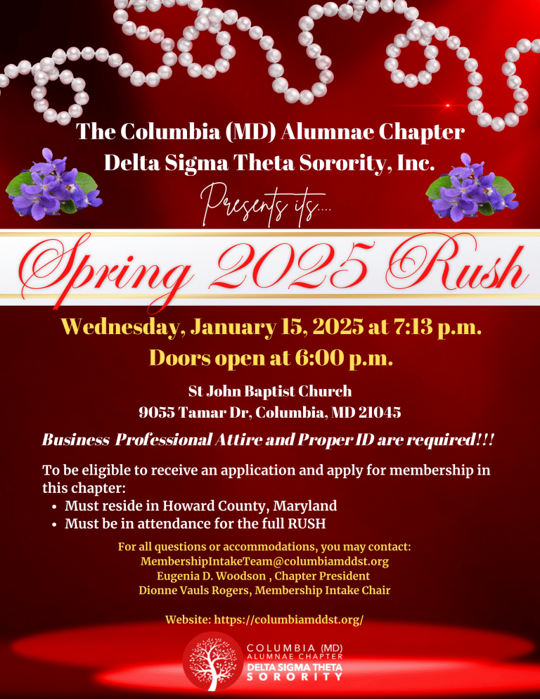 Spring 2025 RUSH - Columbia (MD) Alumnae Chapter Delta Sigma Theta