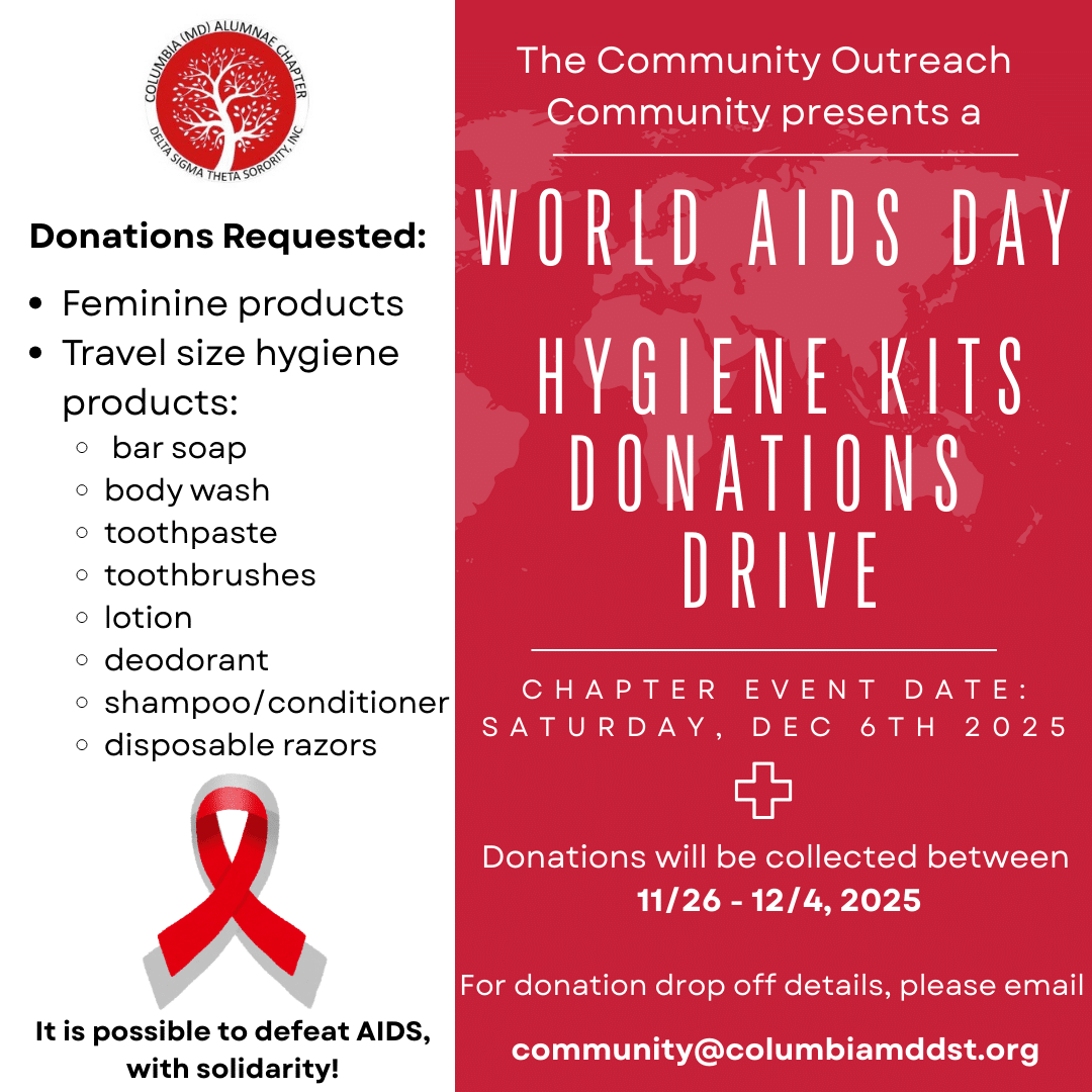World Aids Day - Hygiene Kits Donation Drive - Columbia (MD) Alumnae ...